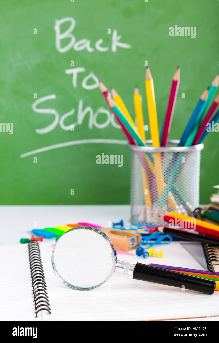 Back to school : School stationery Stock Photo - Alamy