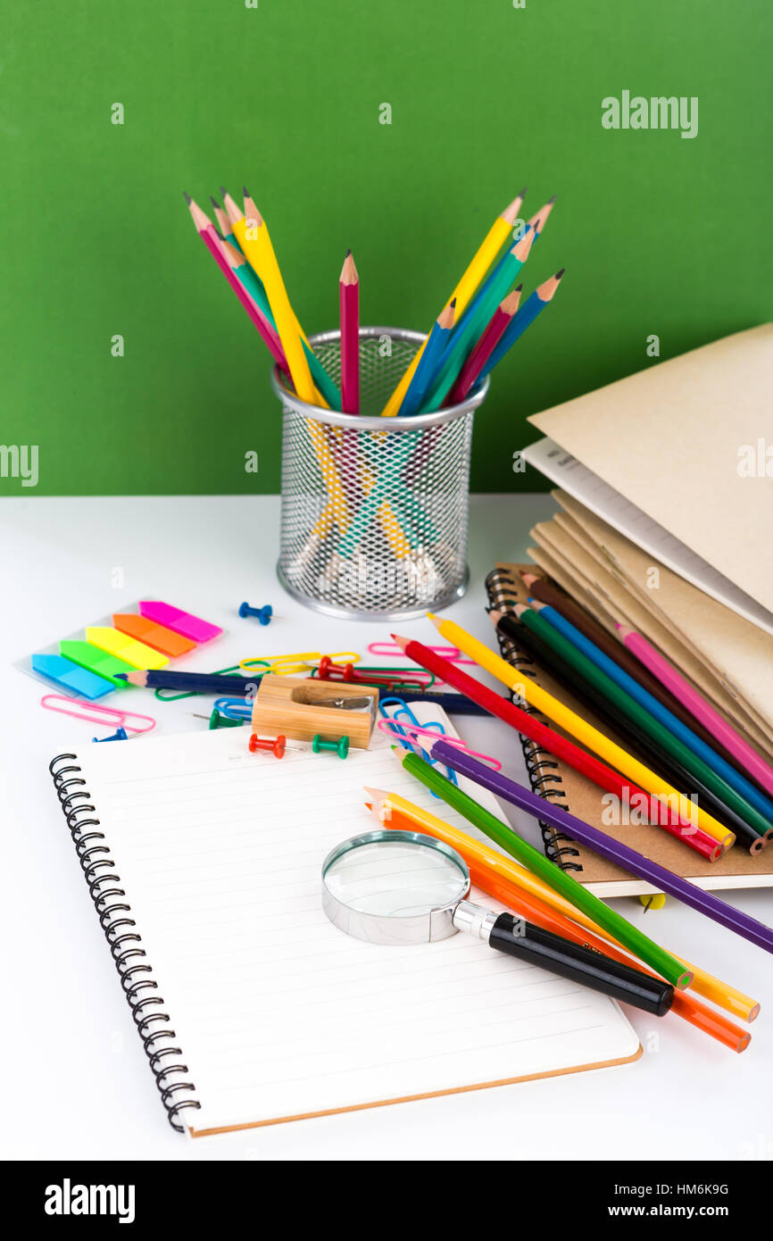Back to school : School stationery Stock Photo - Alamy