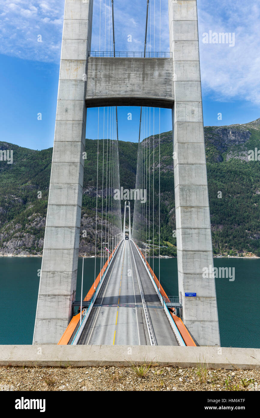 Suspension Bridge, Hardanger Bridge, Hardanger Fjord, South Norway ...