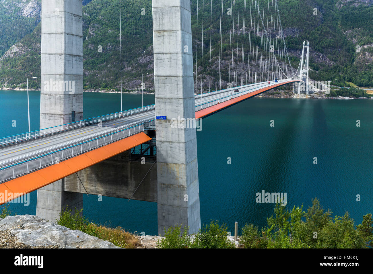 Suspension Bridge, Hardanger Bridge, Hardanger Fjord, South Norway ...