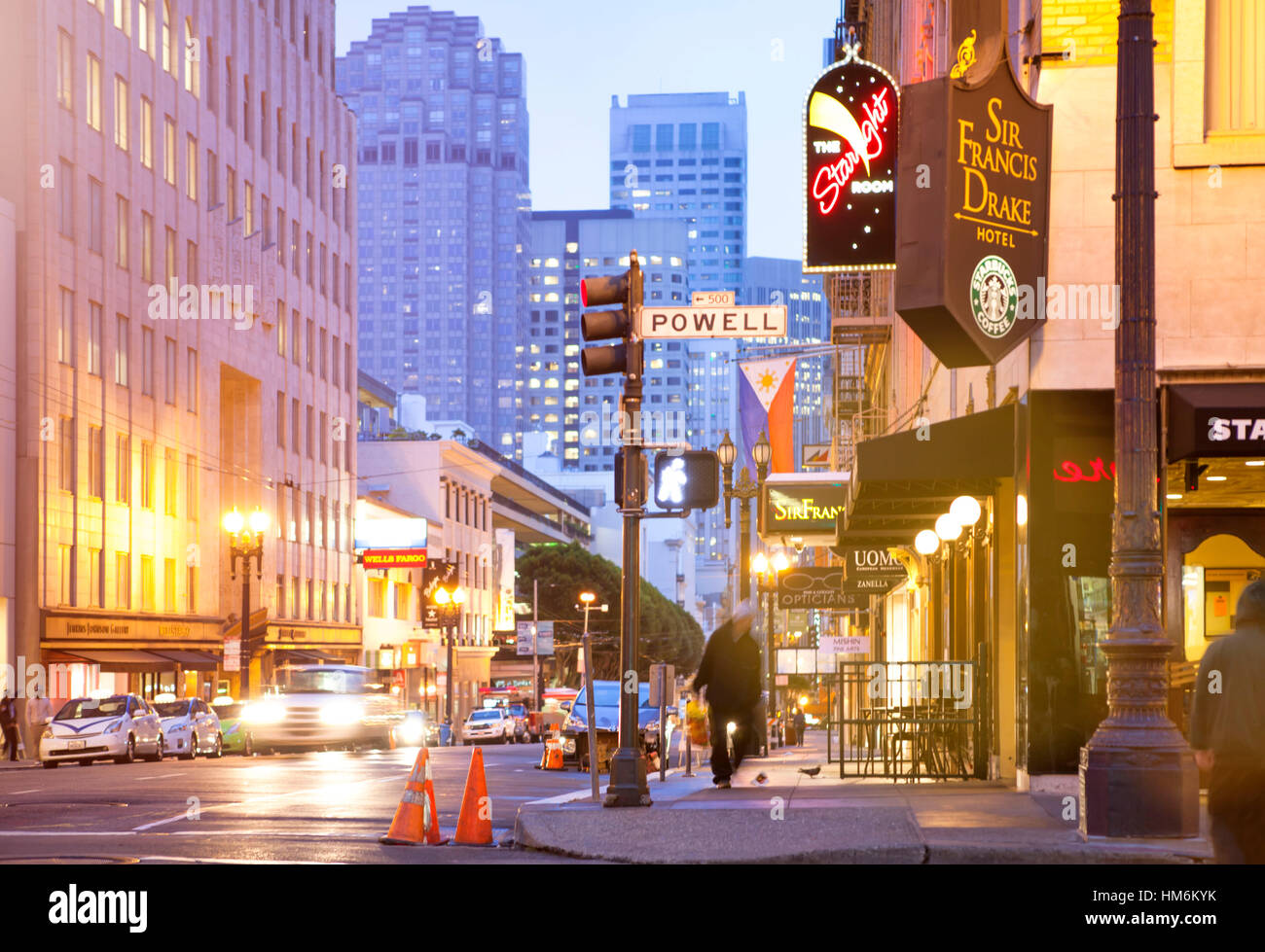 USA, California, San Francisco, street, lights, evenings Stock Photo ...