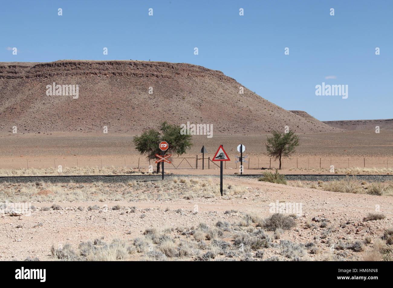 Railway crossing in Namibia Stock Photo - Alamy