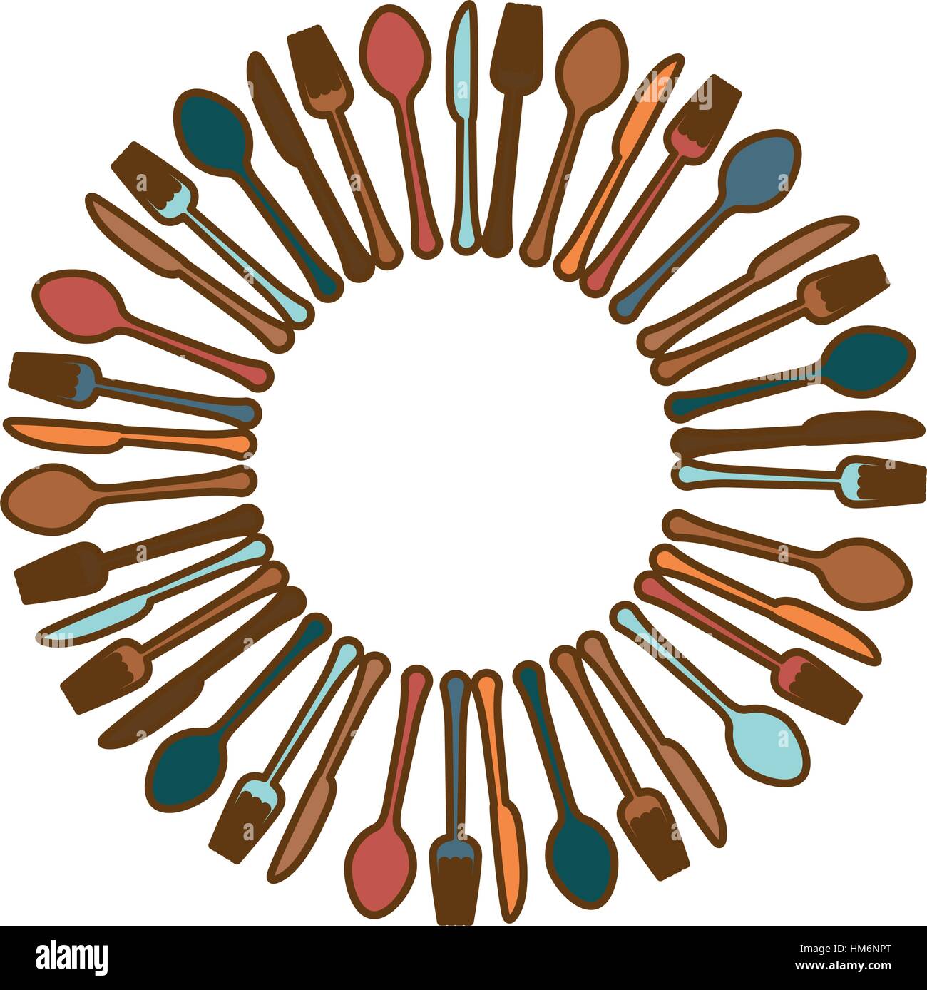 White color group image objects table utensil Stock Vector Images - Alamy