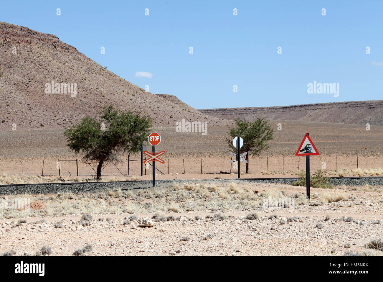 Railway crossing in Namibia Stock Photo - Alamy
