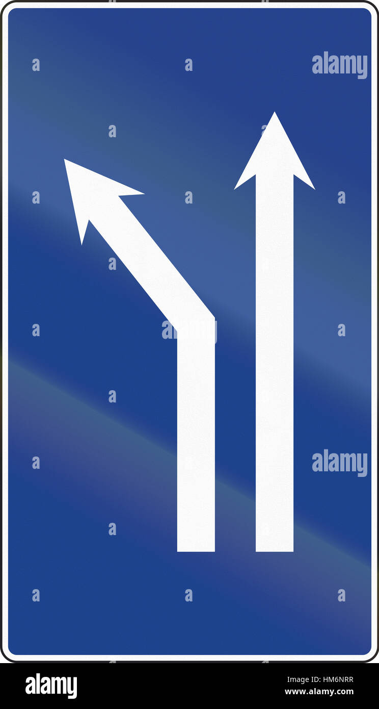 Road sign used in Spain - Fork left onto dual carriageway Stock Photo ...