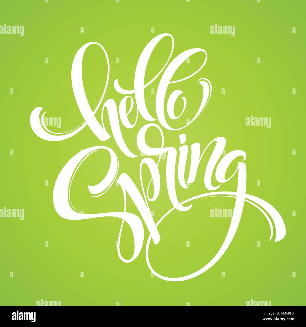 Hello Spring phrase lettering. Hand drawn calligraphy. Vector ...