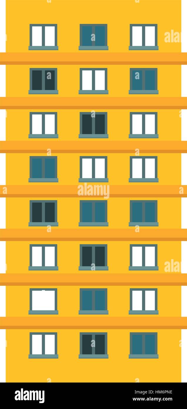 Yellow apartment building line sticker, vector illustration icon Stock ...