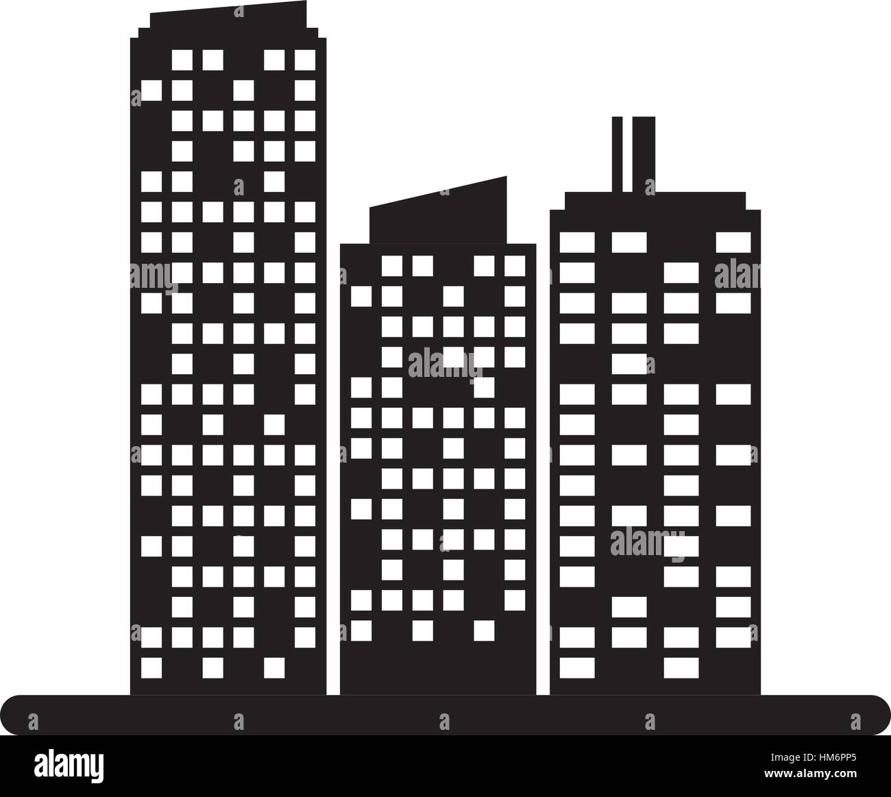 black buildings and city scene line sticker, vector illustration Stock ...