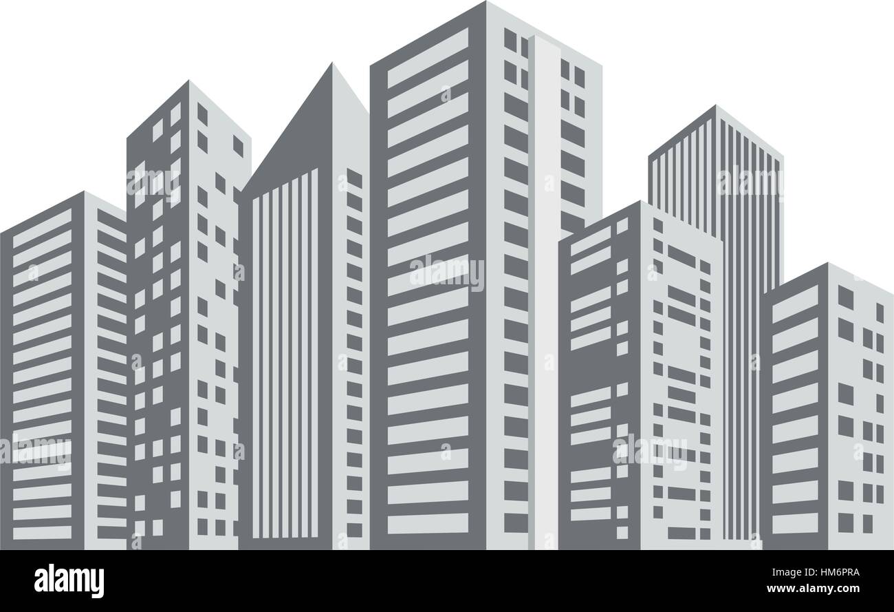 gray buildings and city scene line sticker, vector illustration Stock ...