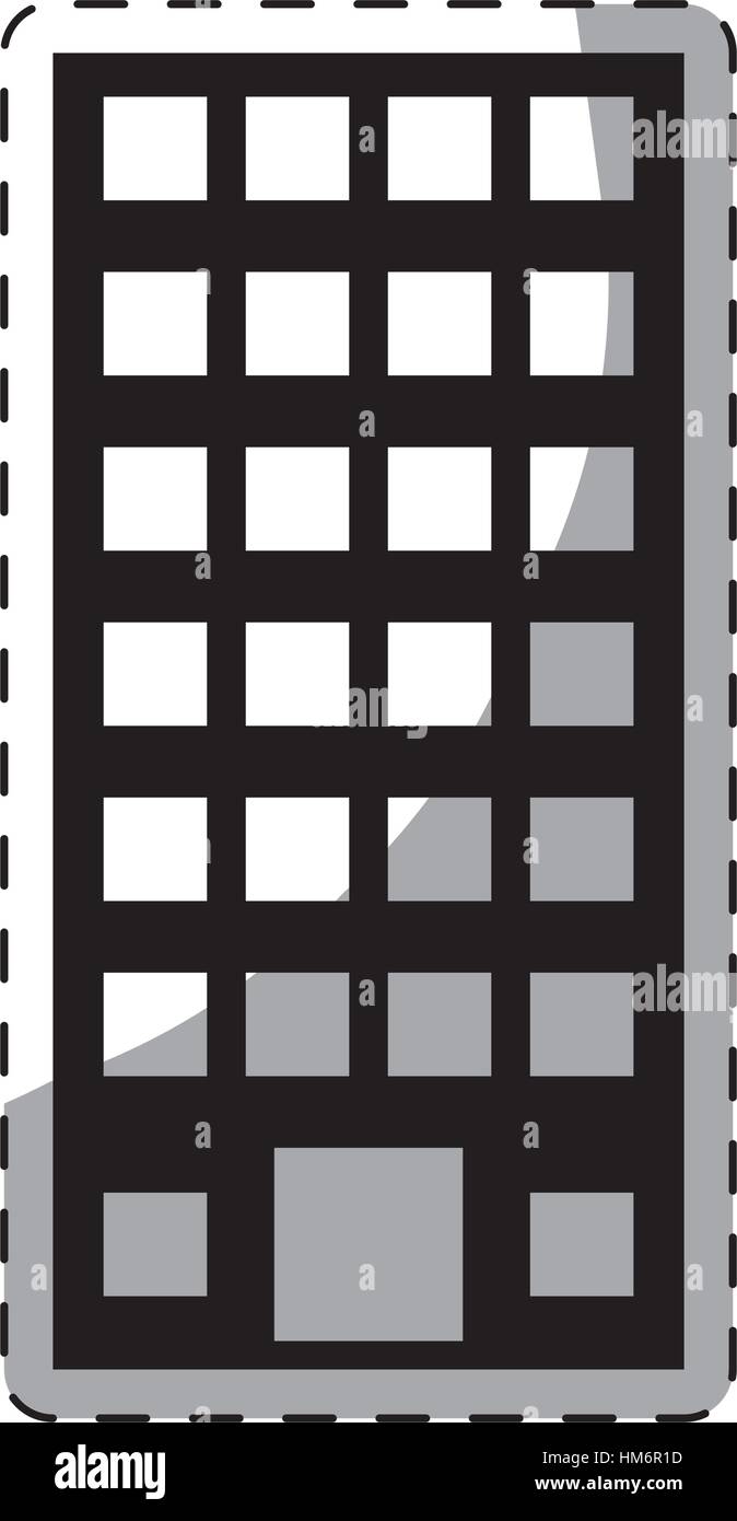 black building line sticker image icon, vector illustration Stock ...