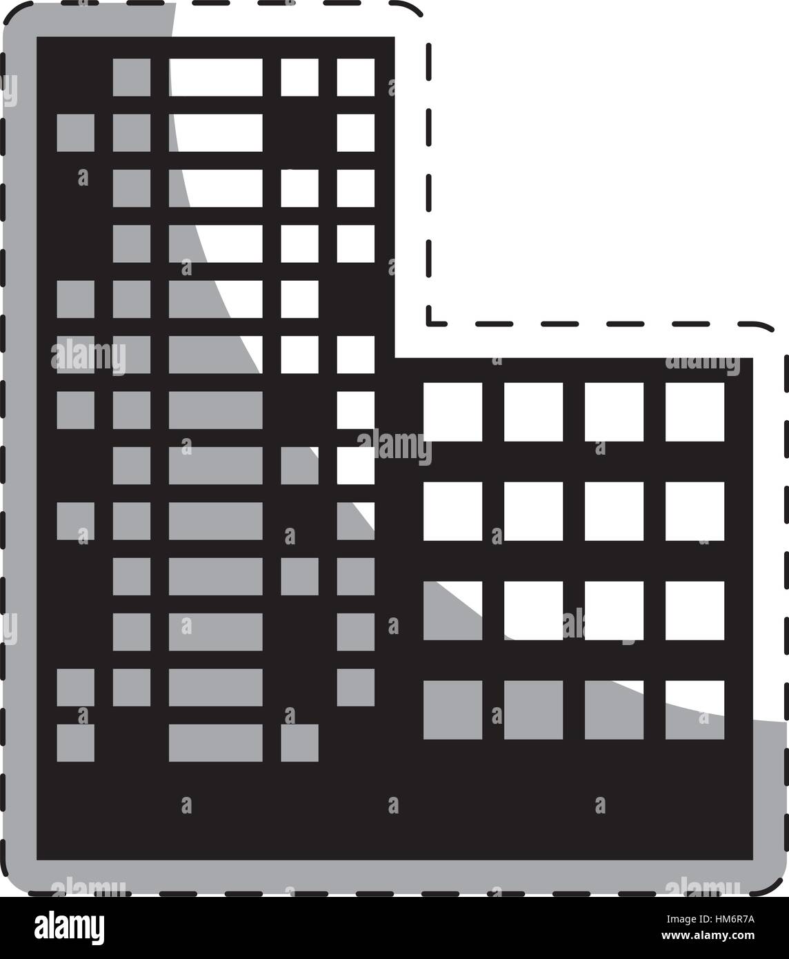 black buildings and city scene line sticker, vector illustration Stock ...