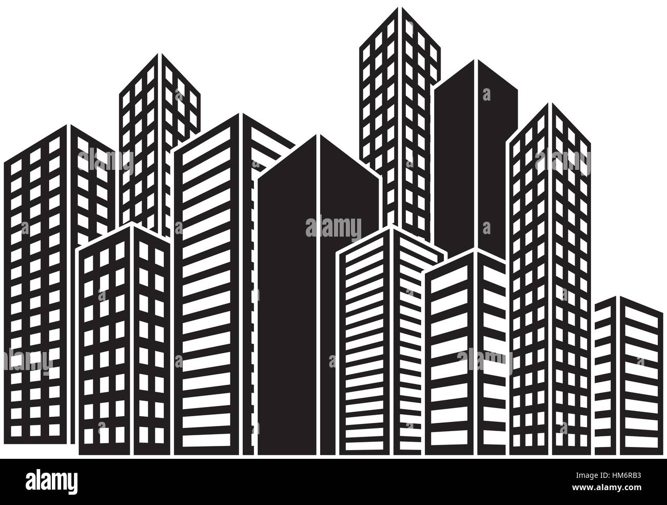 contour buildings and city scene line sticker, vector illustration ...