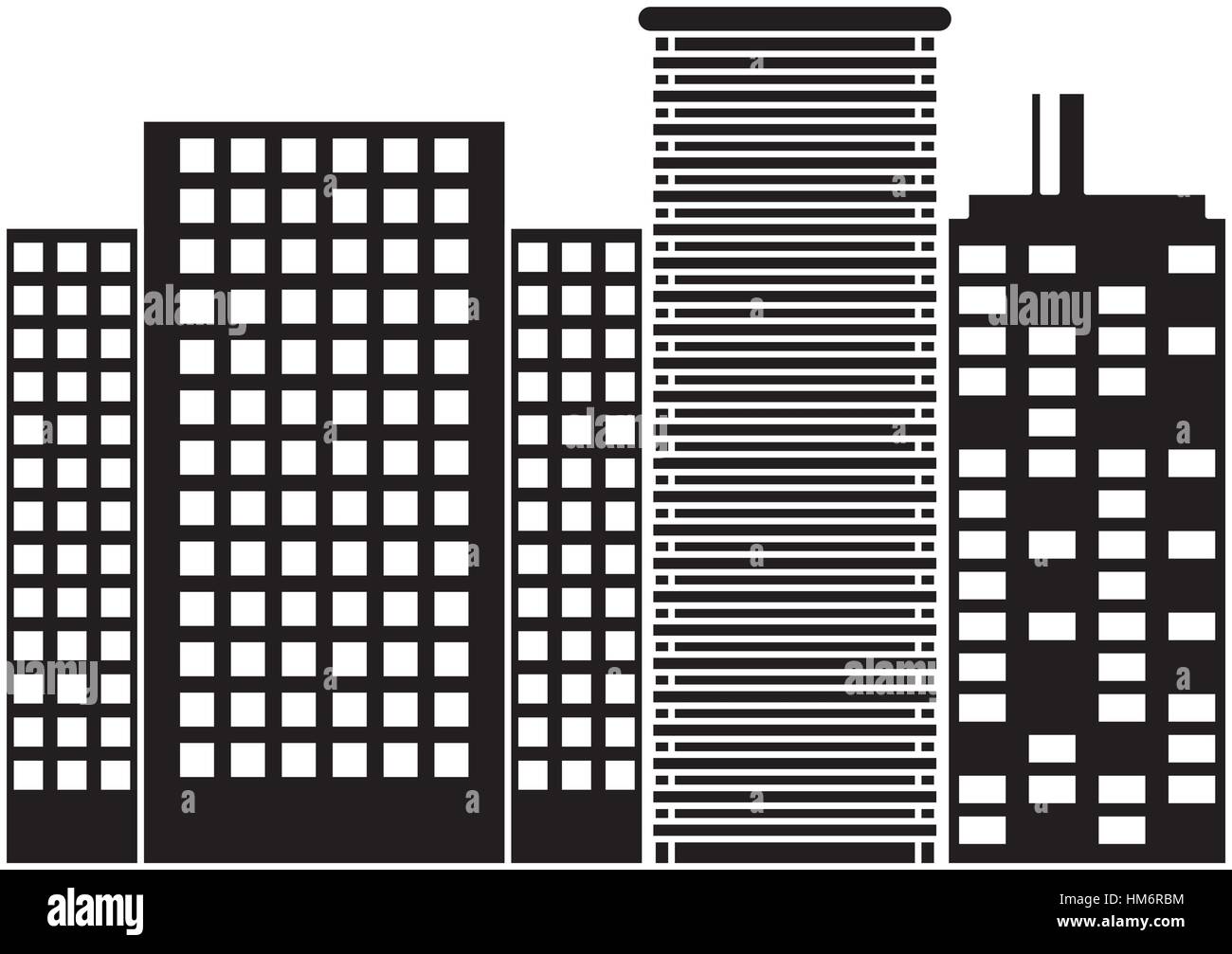 contour buildings and city scene line sticker, vector illustration ...