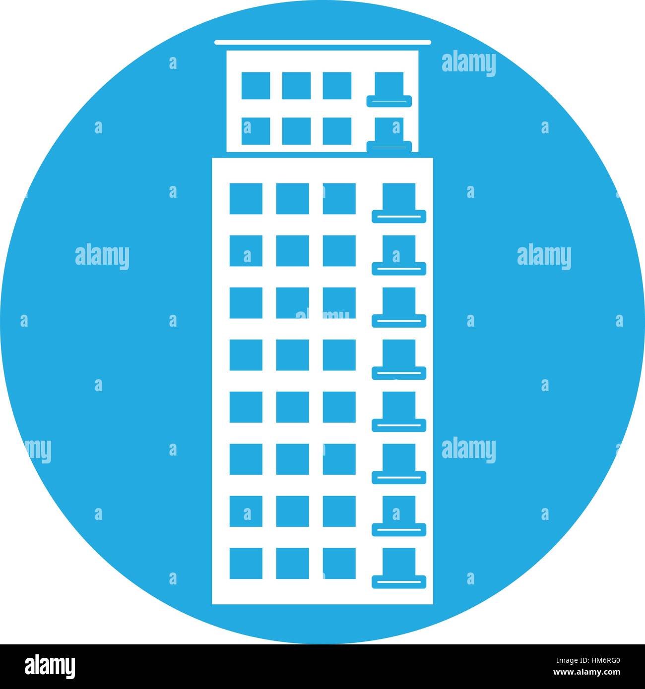 emblem apartment building line sticker, vector illustration icon Stock ...