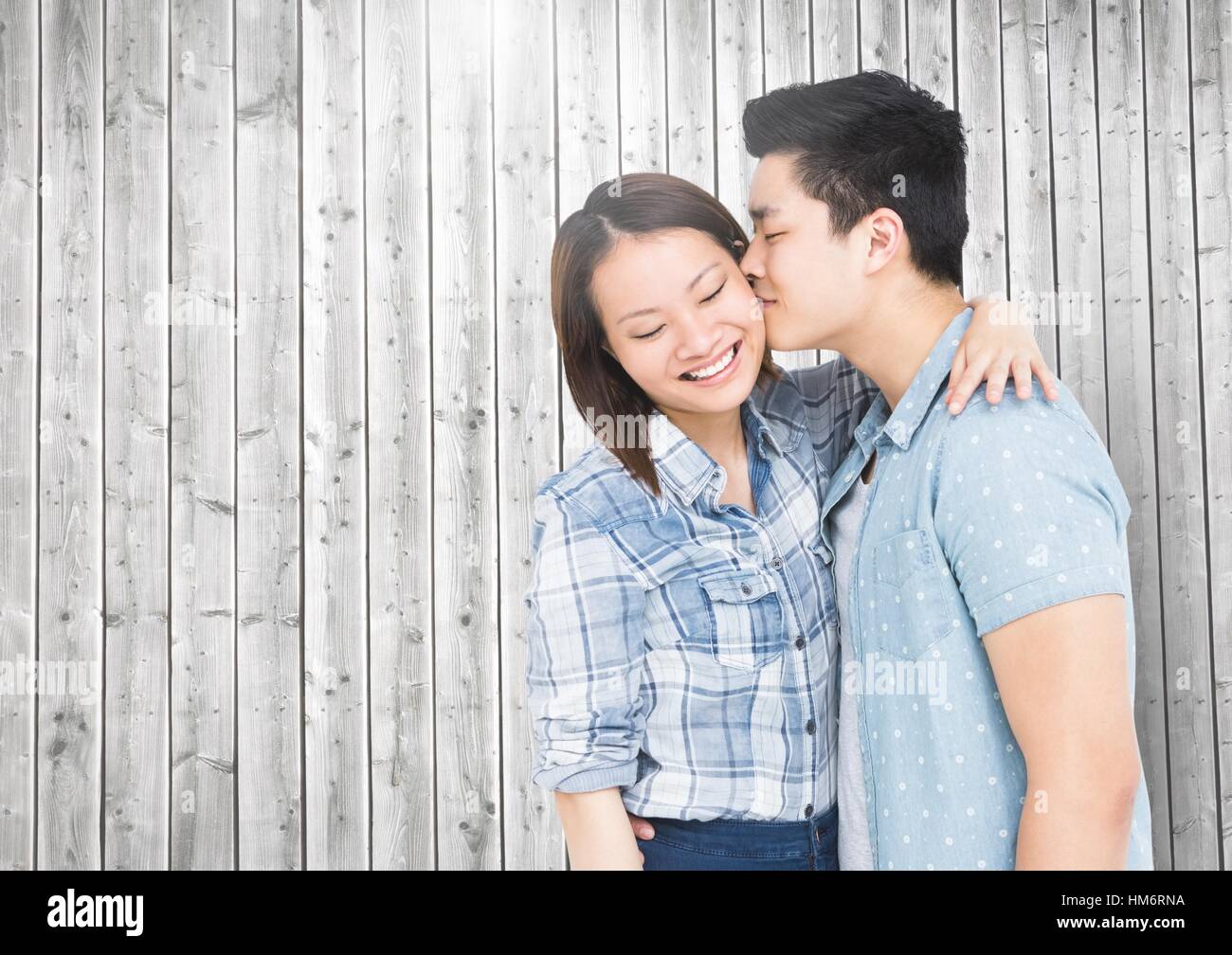 Romantic man kissing woman Stock Photo - Alamy