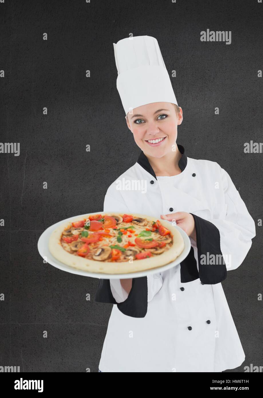 Portrait female pizza chef hi-res stock photography and images - Alamy