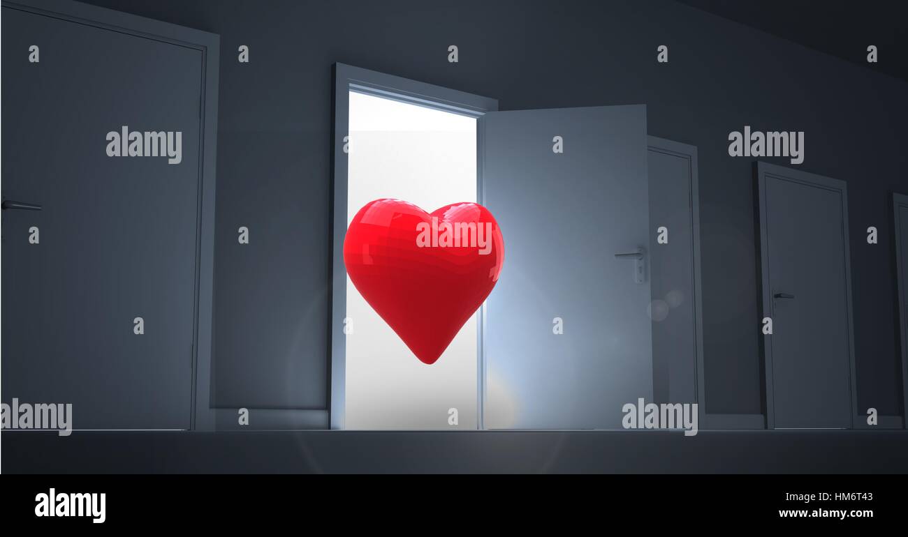 Open door with red heart shape Stock Photo - Alamy