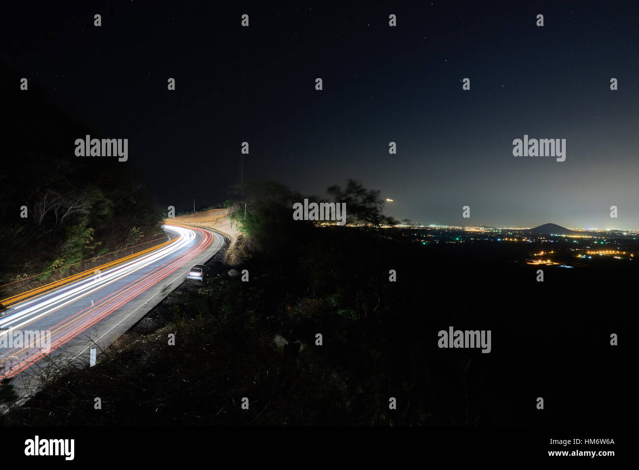 city line with traffic light during the night stars Stock Photo - Alamy