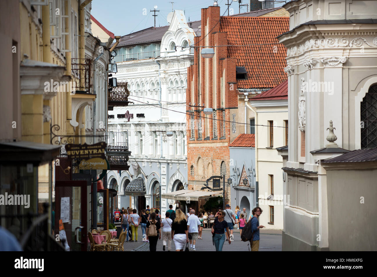 People on Didžioji Street, the main street of Vilnius, Lithuania Stock ...