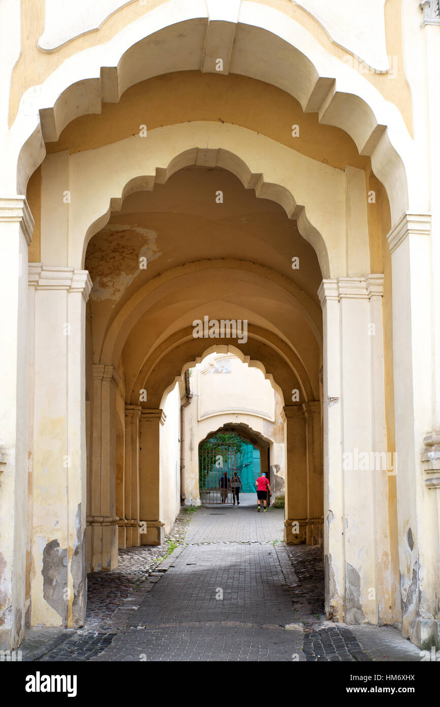 A sequence of Baroque arches in Old Town, Vilnius, Lithuania Stock ...