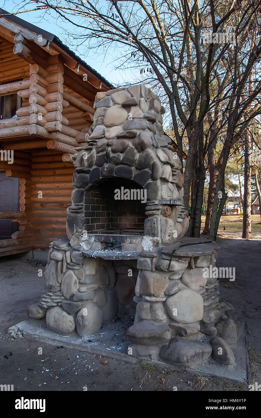 The Russian stone and an old oven Stock Photo - Alamy