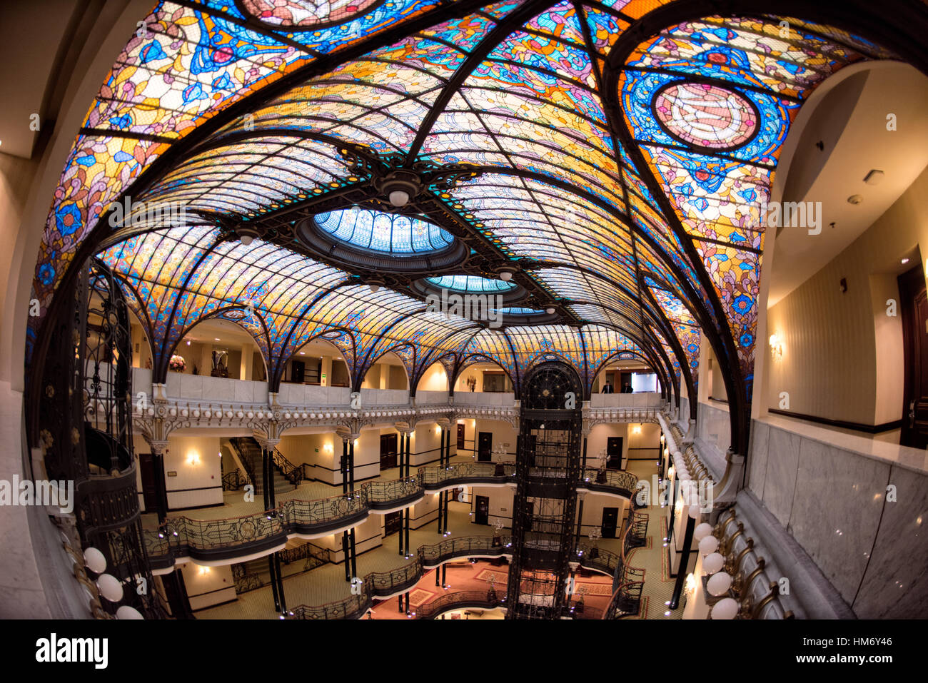 MEXICO CITY, Mexico - The Art Nouveau atrium of the Gran Hotel Cuidad ...
