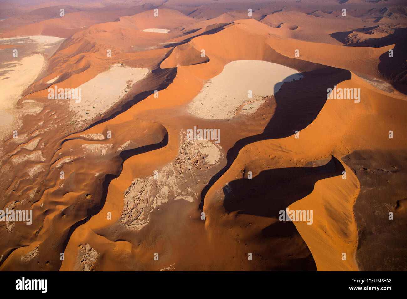 Sand dunes, white clay pan, the salt pan, Deadvlei, Sossusvlei, Namib ...