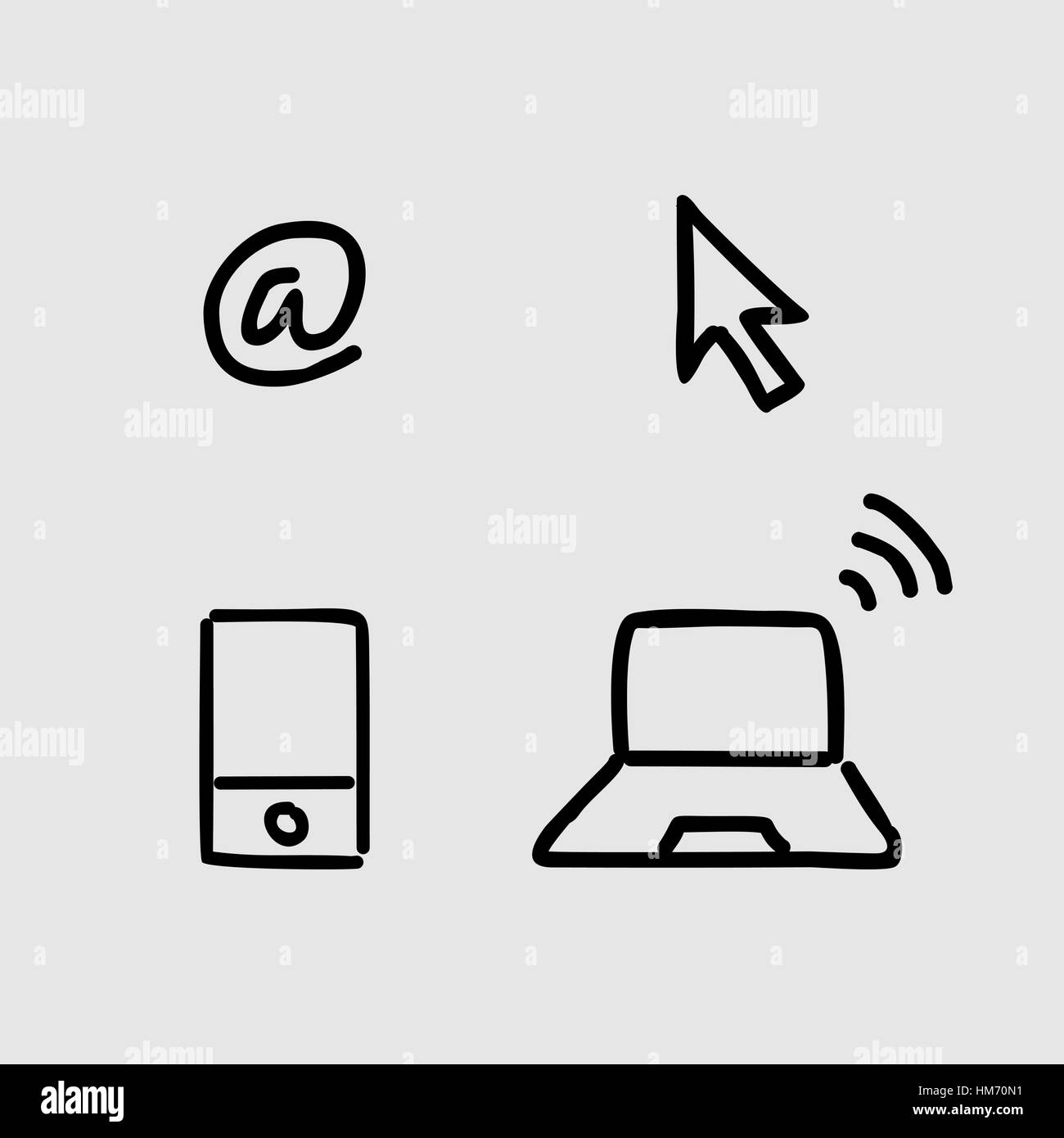 Digital hand draw icons Stock Vector Image & Art - Alamy