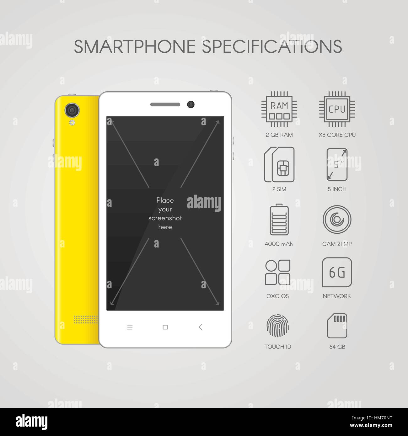Smartphone specifications with flat line icons Stock Vector Image & Art ...