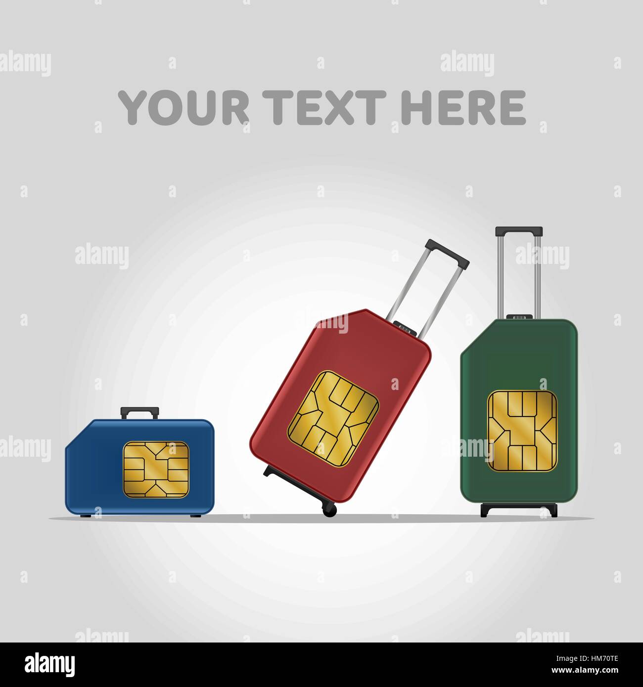 Travel SIM vector illustration. Mobile roaming. Luggage Stock Vector ...