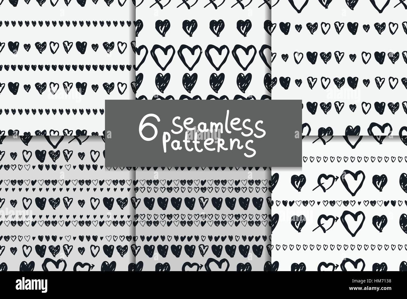 Doodle seamless pattern set with hearts Stock Vector Image & Art - Alamy