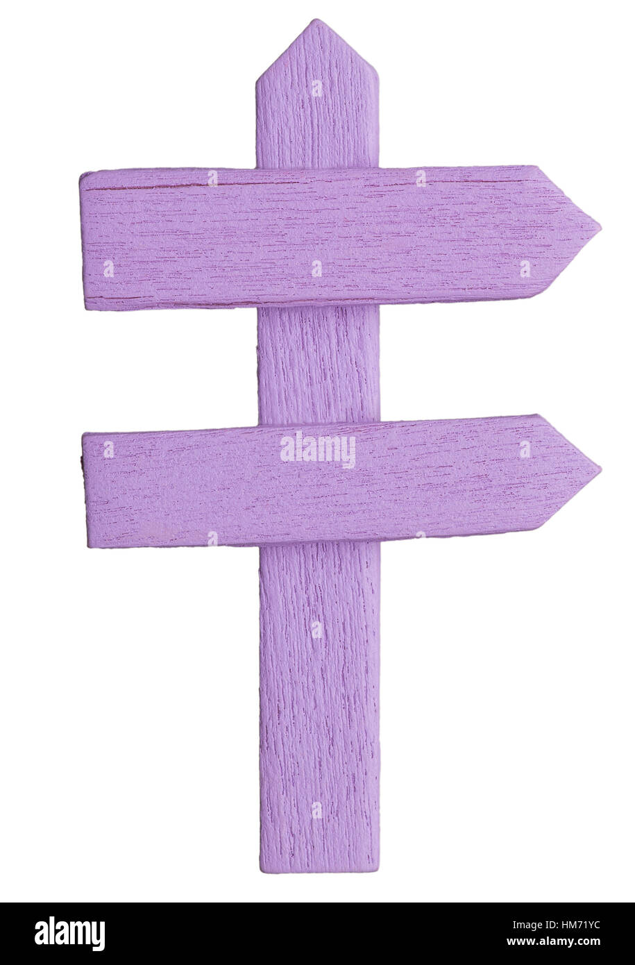 Purple road sign with direction sign isolated on white background Stock ...