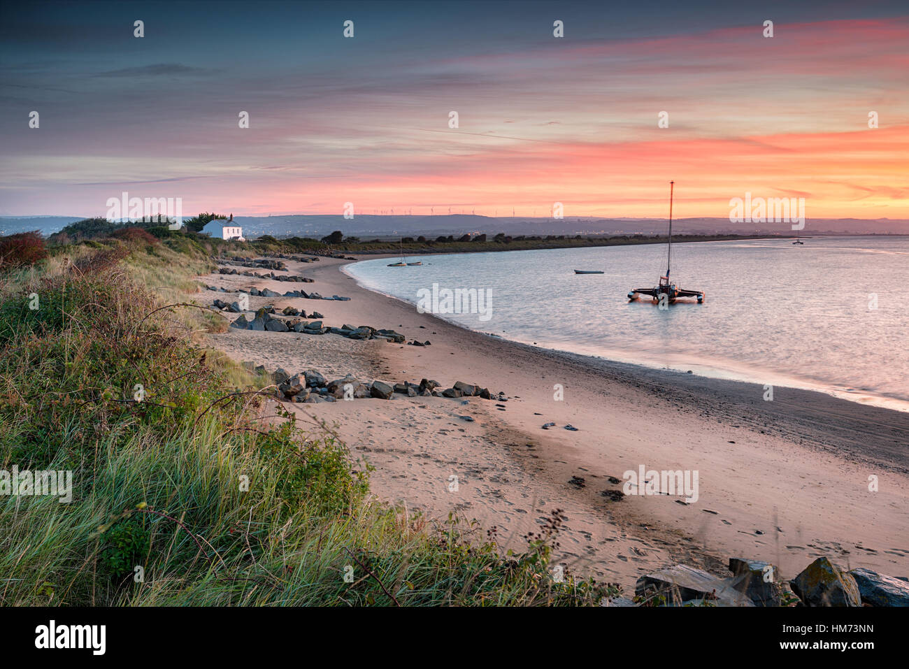 Stunning sunrise over the beach at Crow Point near Barnstaple in Devon ...