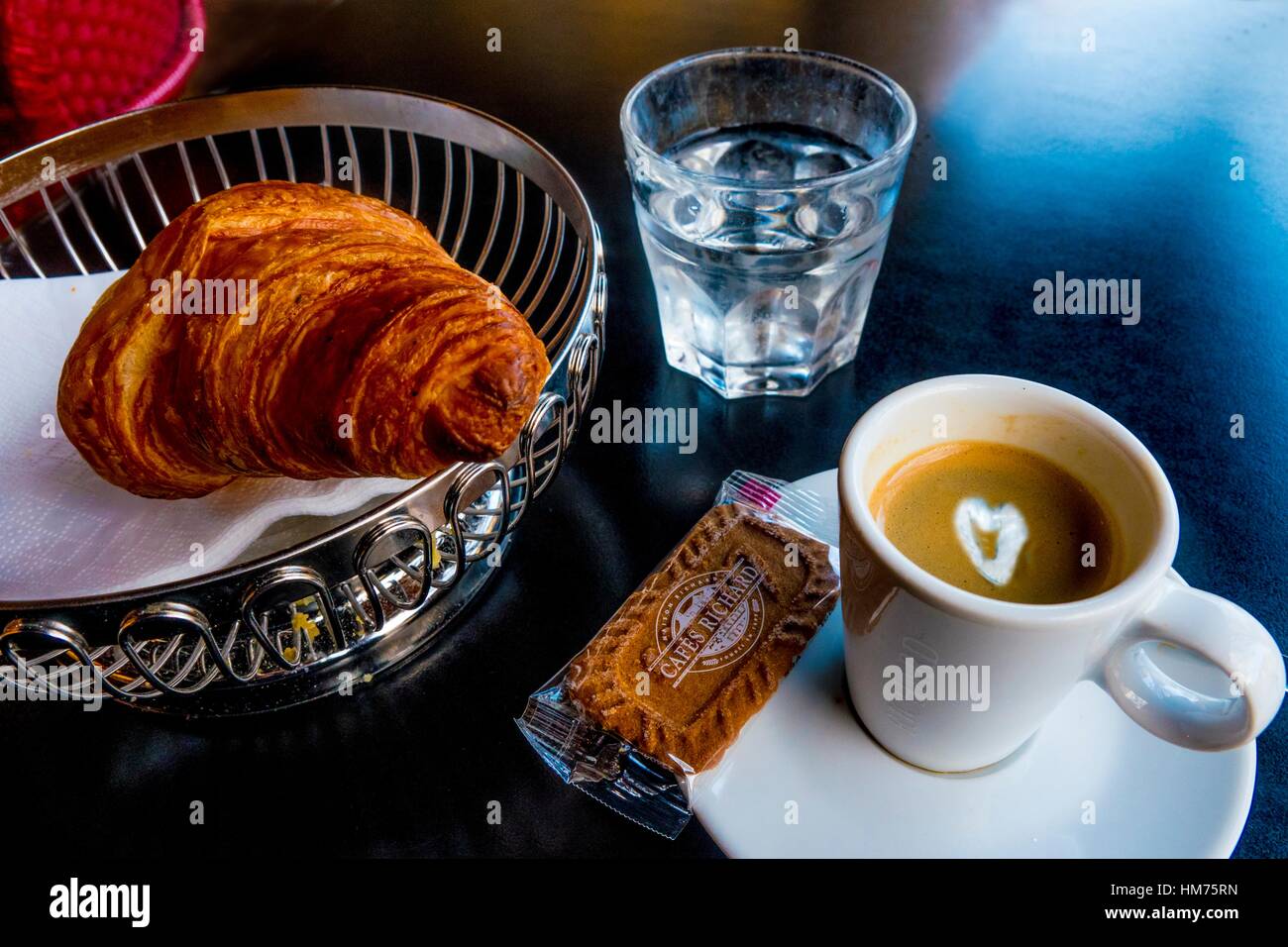 Breakfast: coffee and croissant, France Stock Photo - Alamy