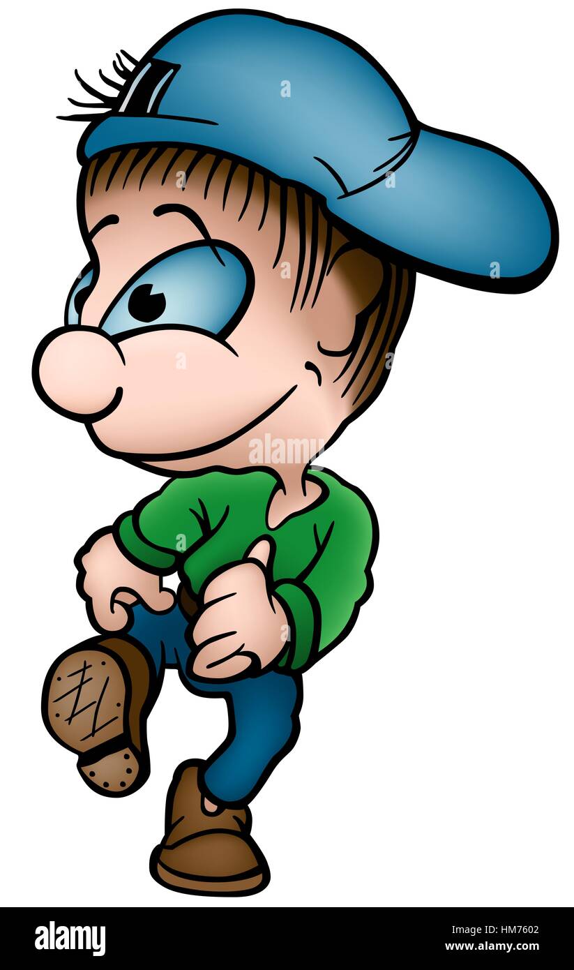 Boy With Cap Walking Stock Vector Image & Art - Alamy
