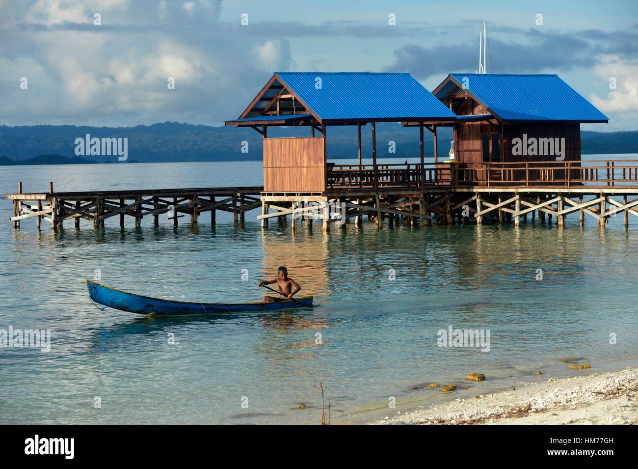 Pontoon Boat In Arborek Village Raja Empat Islands West Papua Province