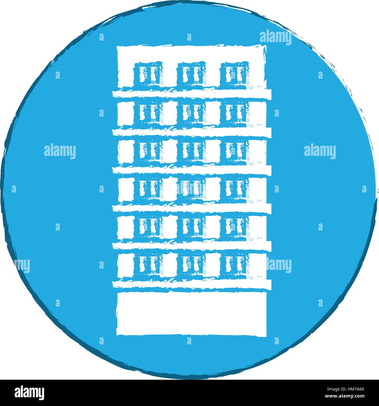 emblem apartment building line sticker, vector illustration icon Stock ...
