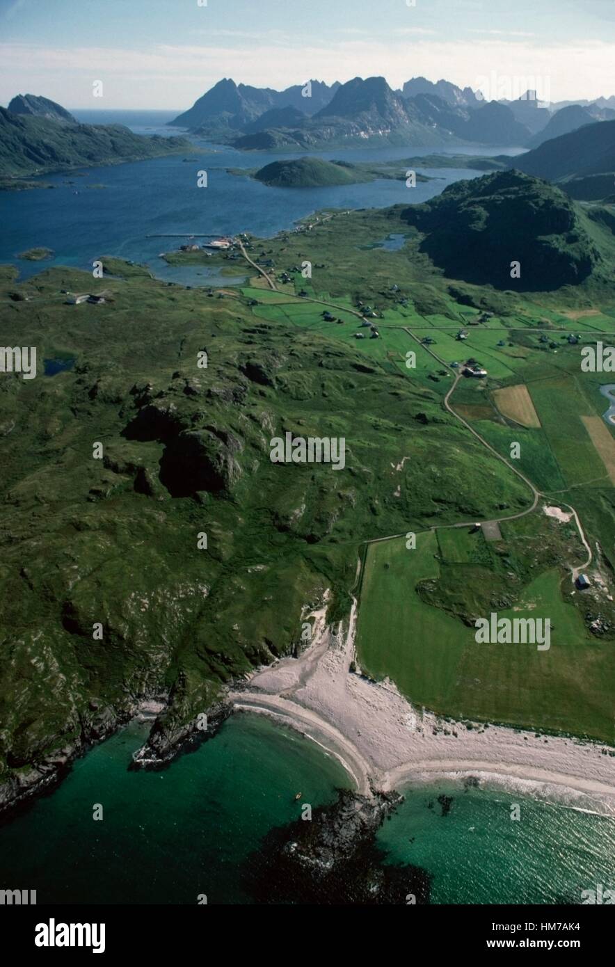 View of Moskenes village, Lofoten archipelago, Nord-Norge, Norway Stock ...