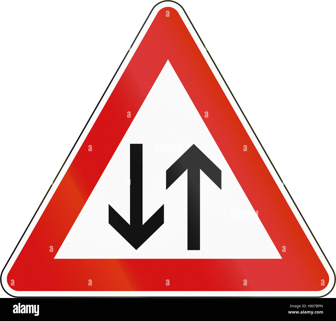 Two way traffic sign on white triangle hi-res stock photography and ...