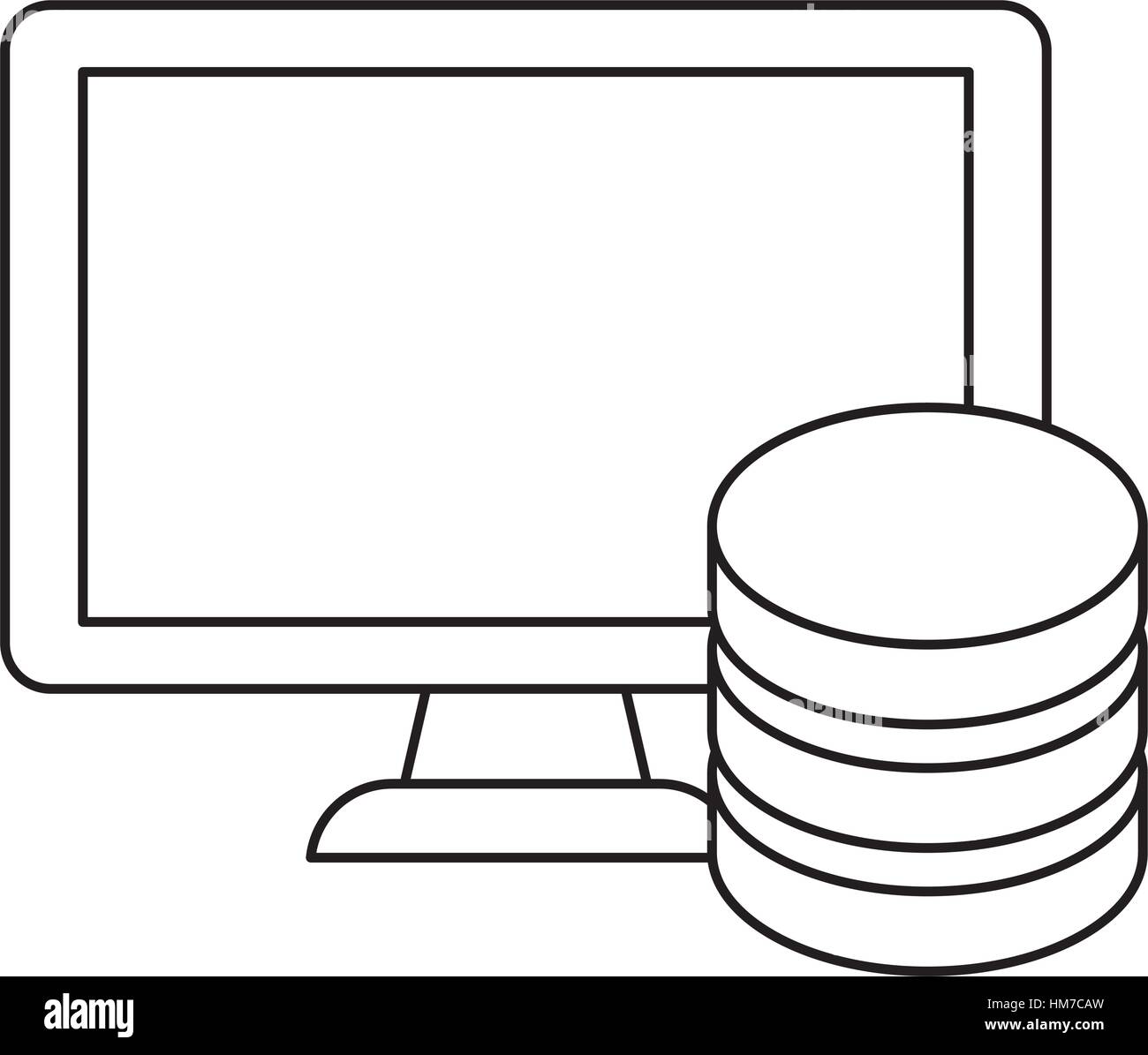 figure connected computer databese server banner design, vector ...