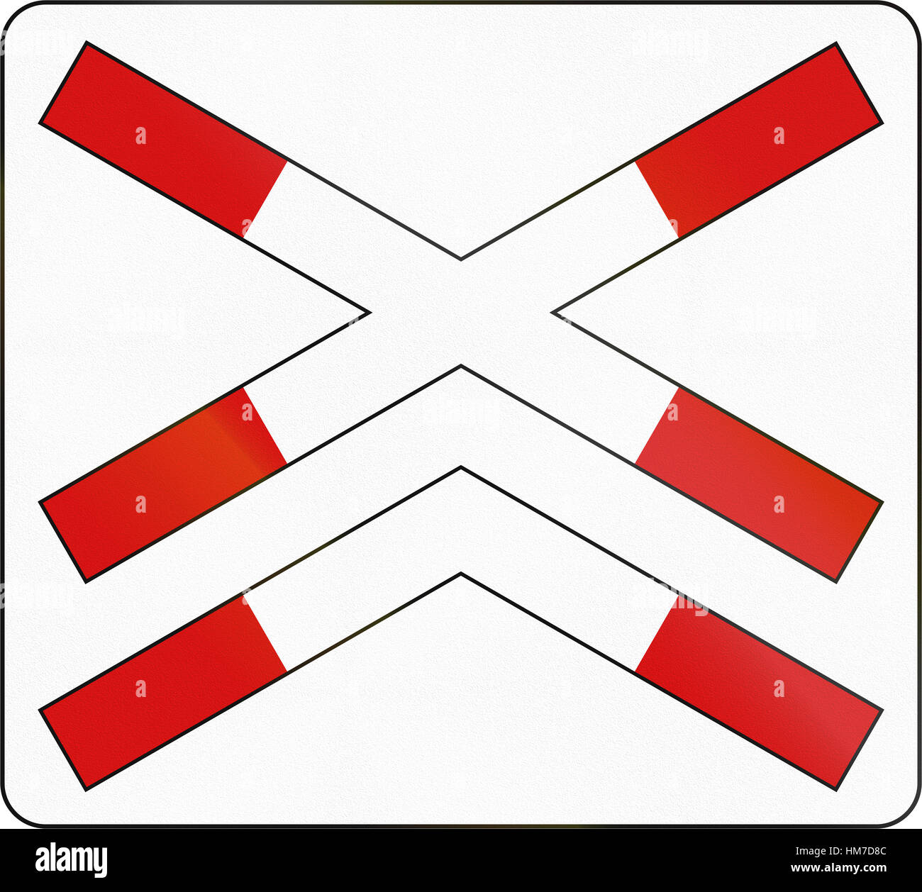 Slovenian road warning sign - Crossbuck for multi-track level crossing ...