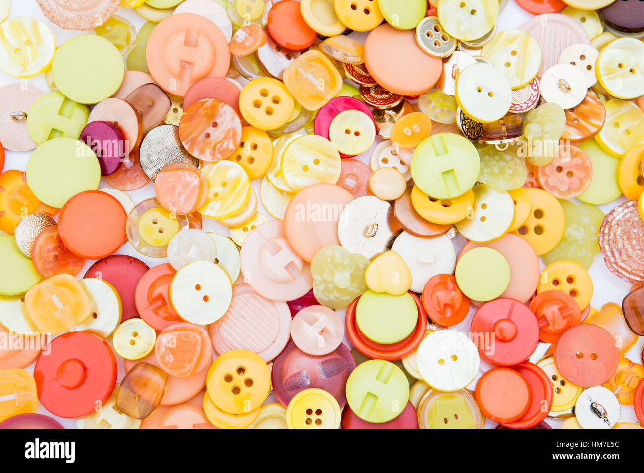 beautiful collection of various sewing button on white background Stock ...