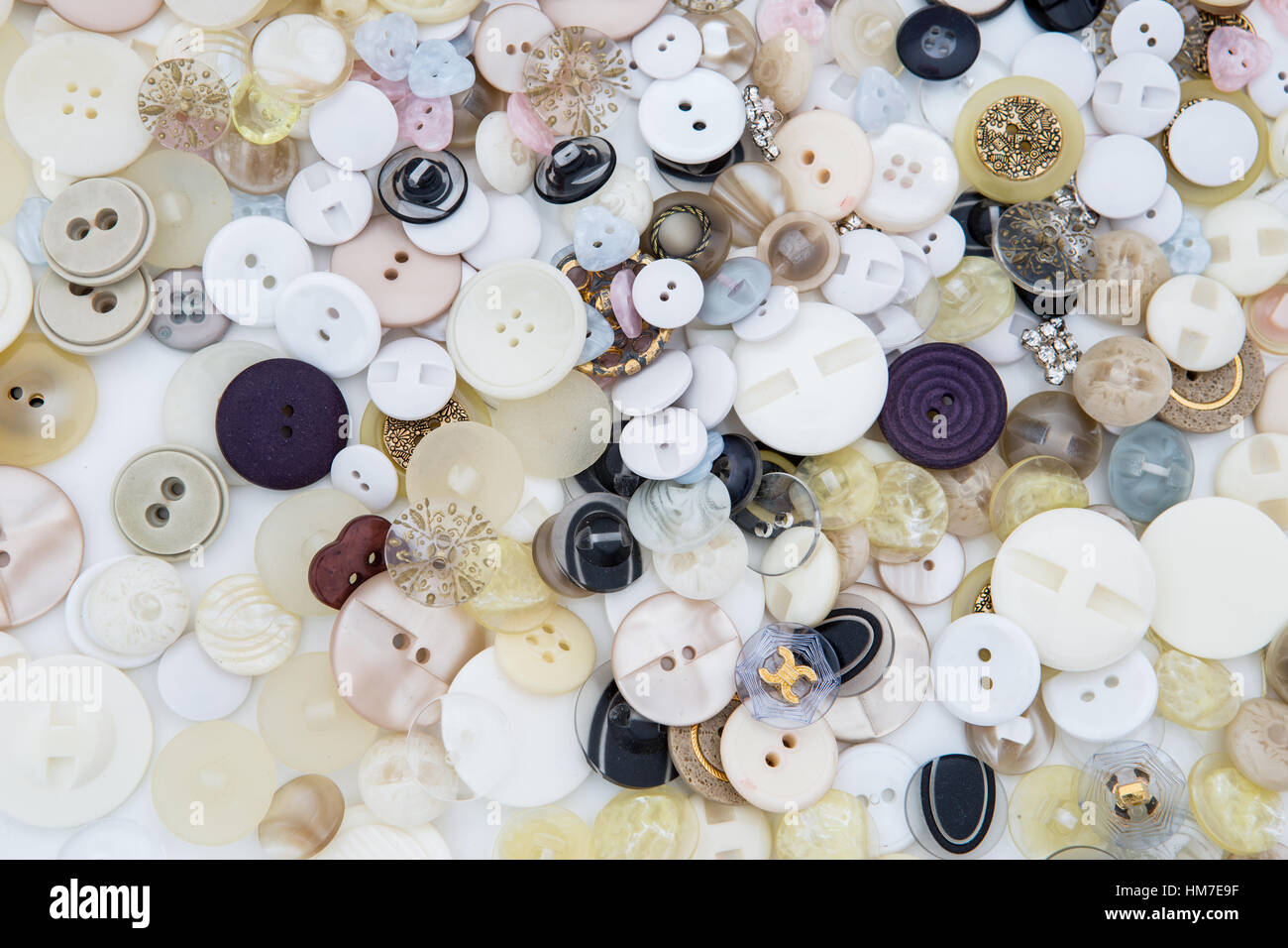 beautiful collection of various sewing button on white background Stock ...