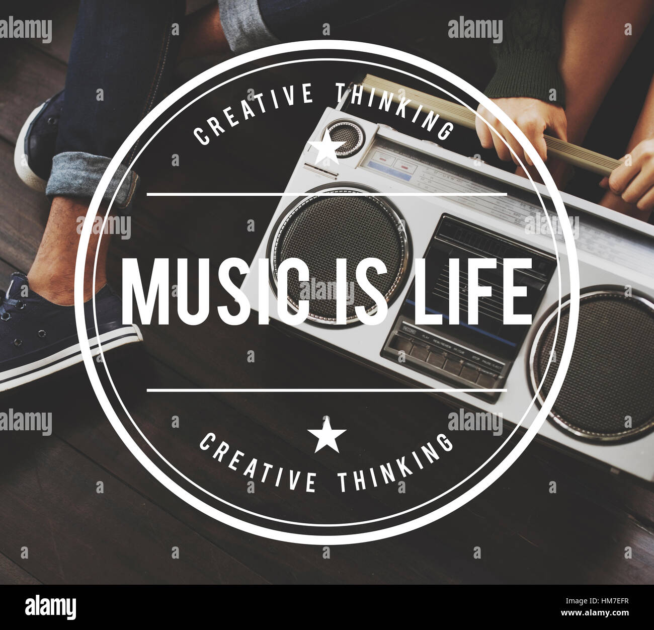 Music is Life Vintage Vector Graphic Concept Stock Photo - Alamy