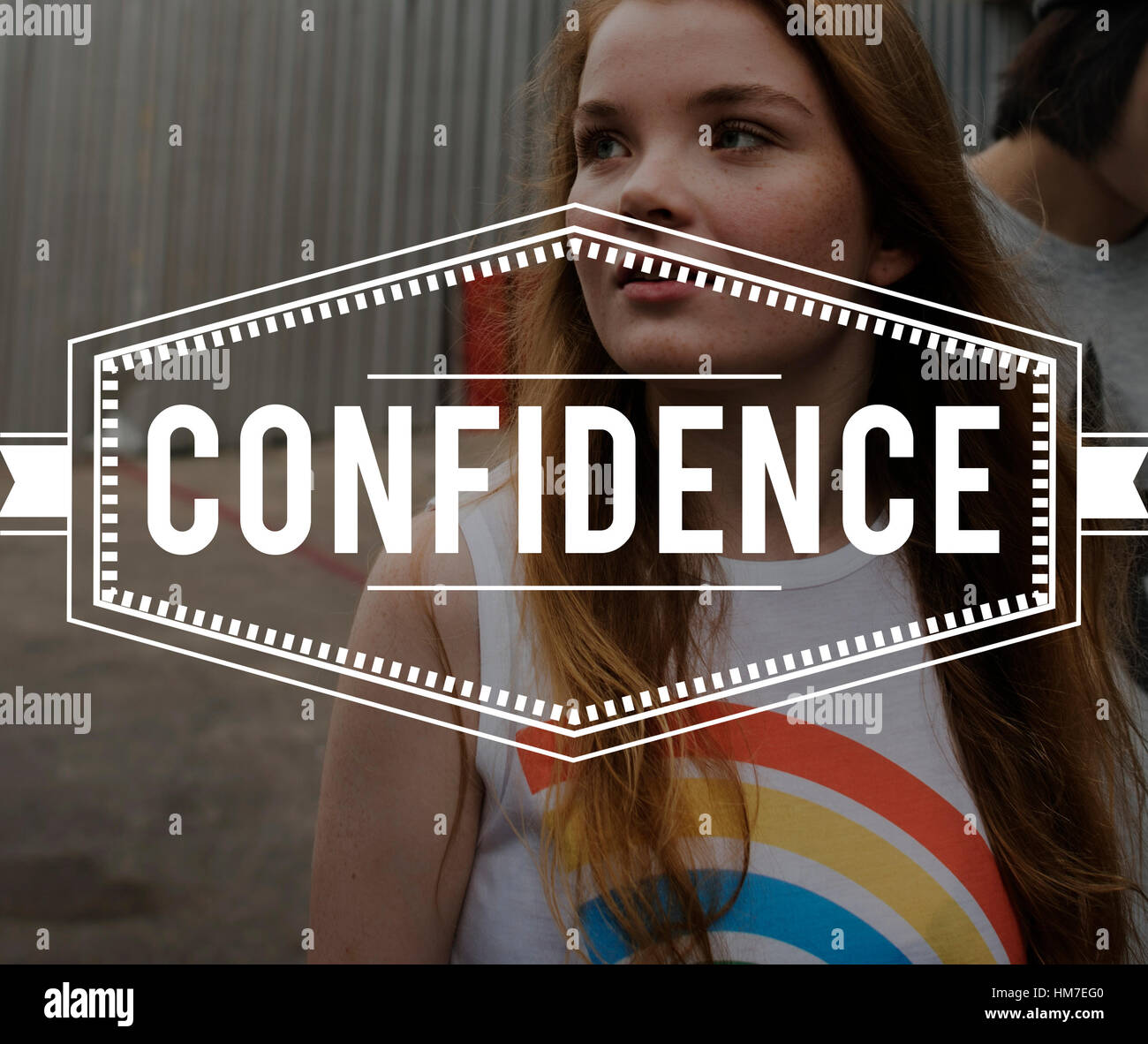 Confidence Vintage Vector Graphic Concept Stock Photo - Alamy