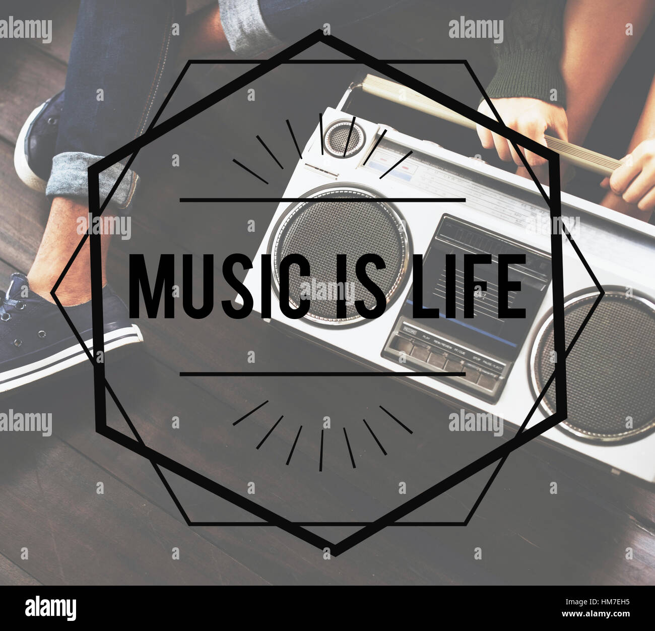Music is Life Vintage Vector Graphic Concept Stock Photo - Alamy