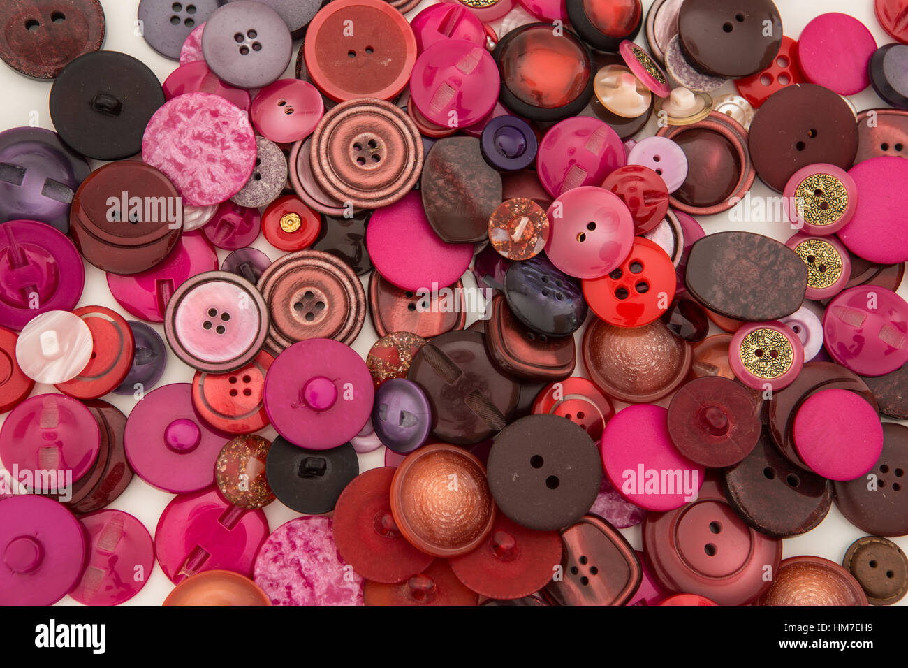 beautiful collection of various sewing button on white background Stock ...