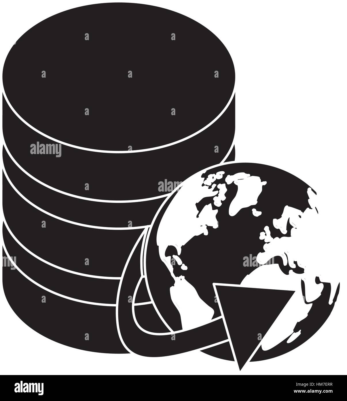 black database globe connections network design, vector illustration ...