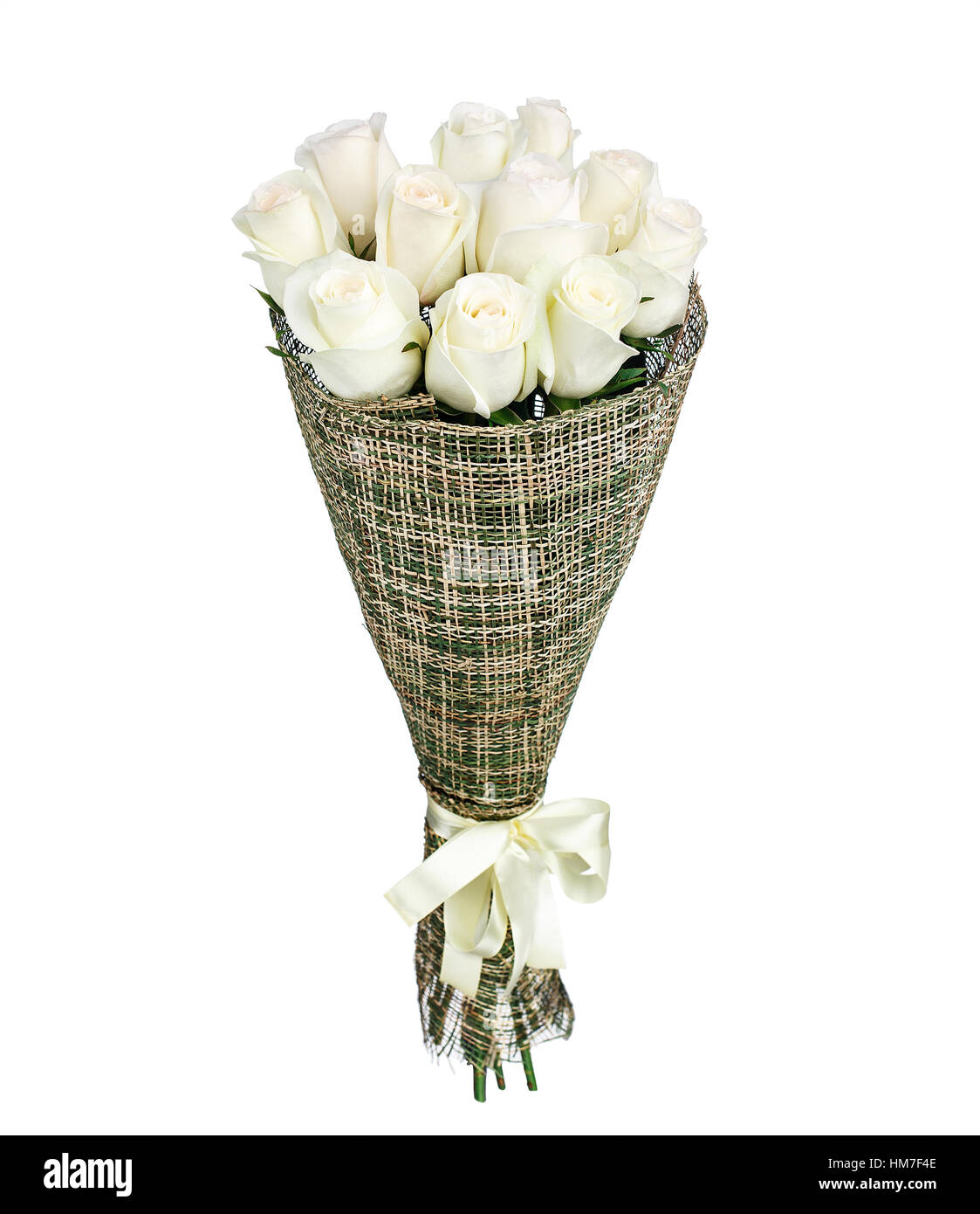 Flower bouquet of white roses Stock Photo - Alamy