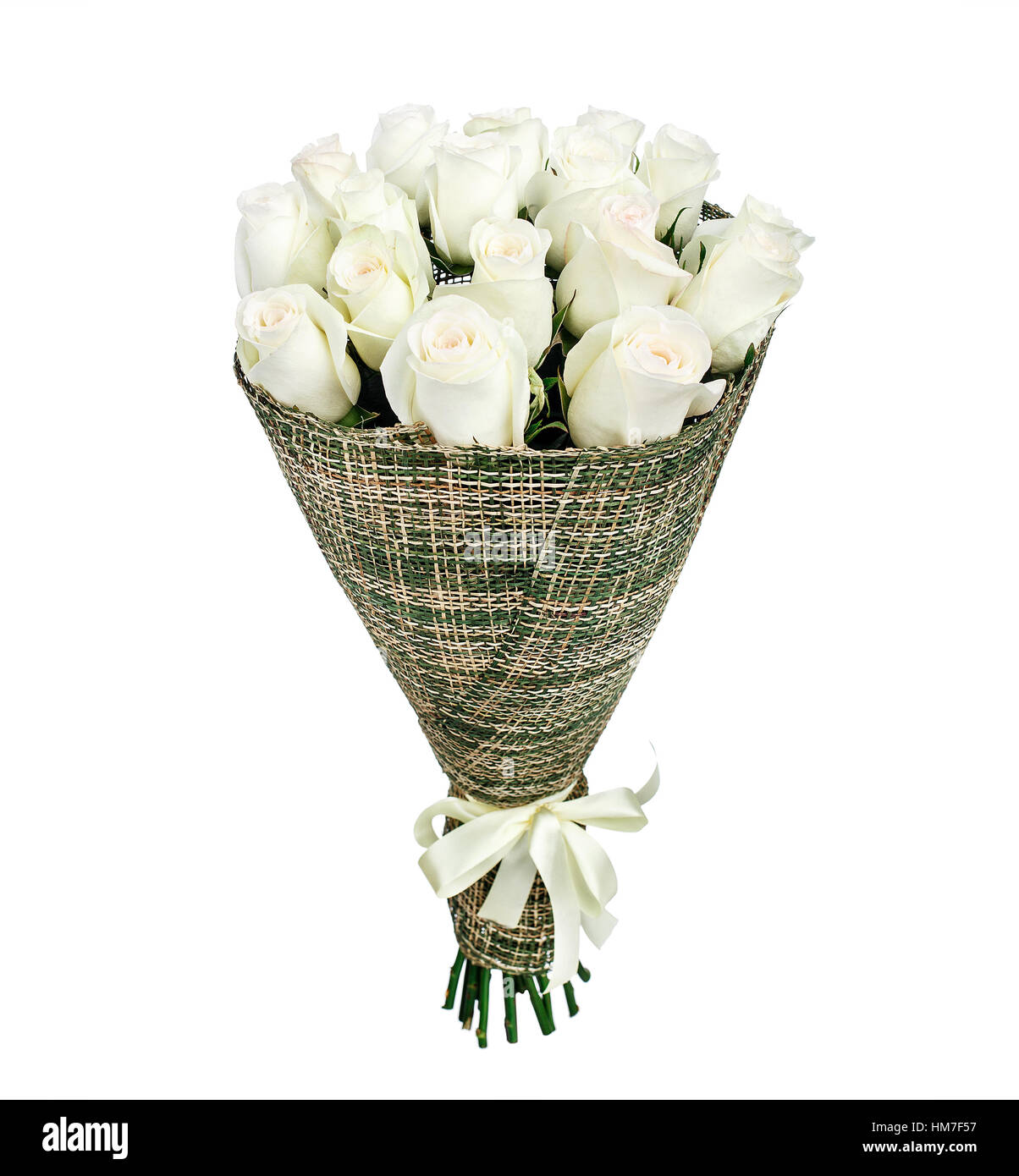 Flower bouquet of white roses Stock Photo - Alamy